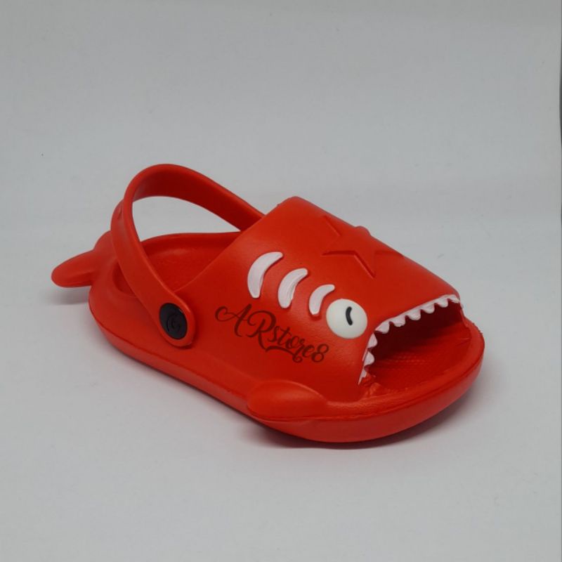 Jual sandal anak lucu karakter ikan baby shark tali belakang DULUX E371 ...