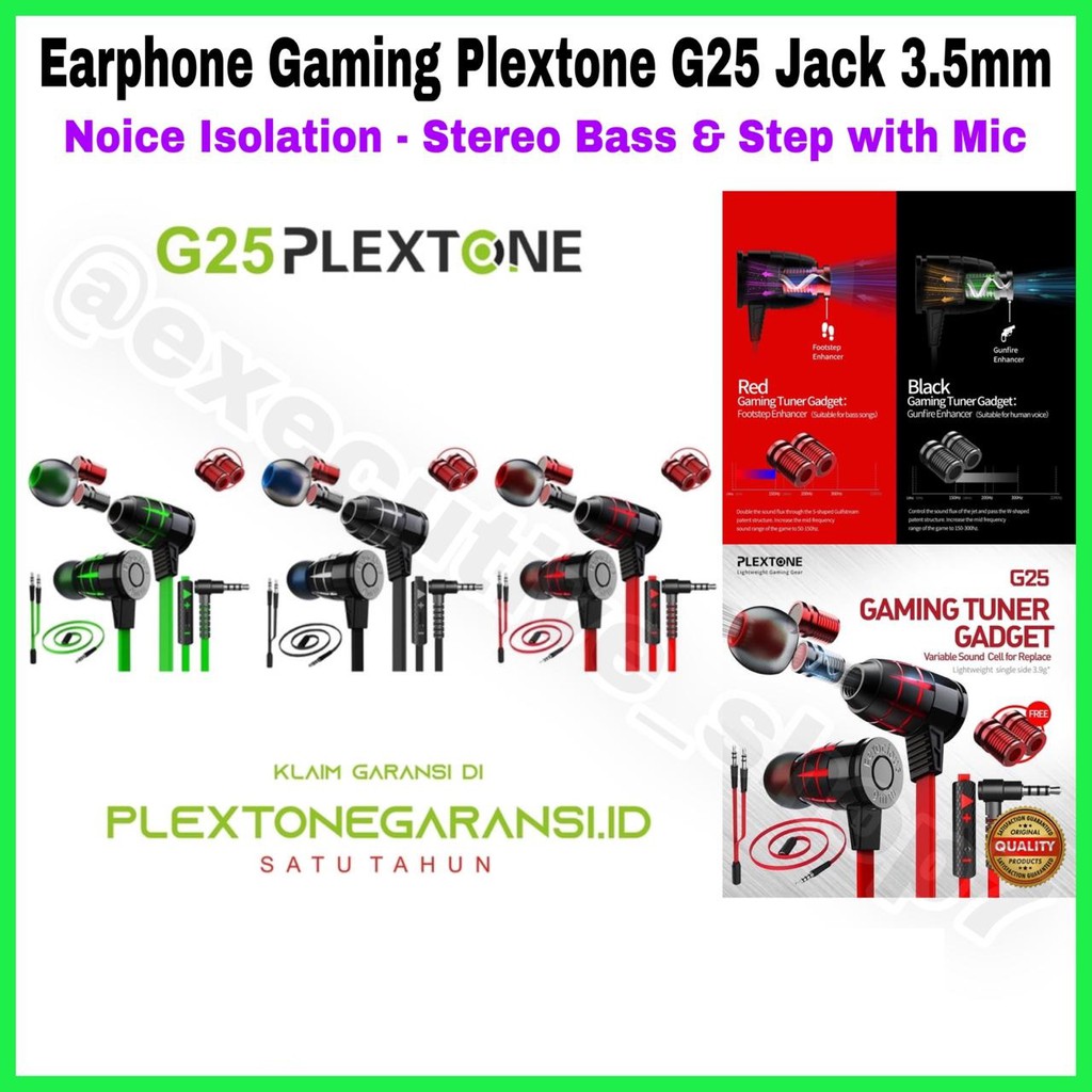 Jual Earphone Gaming Plextone G25 Jack 3.5mm - Noise Isolation Stereo ...