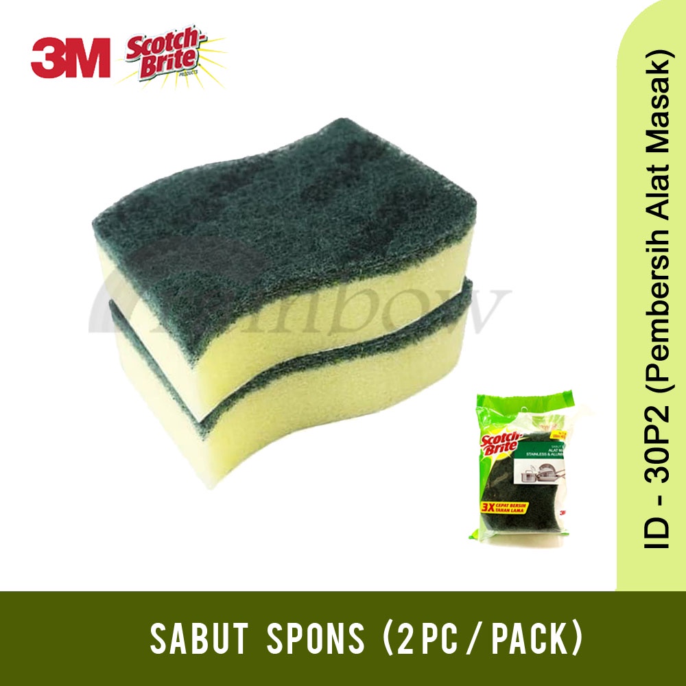 Jual 3M Scotch Brite Sabut Spons Sponge ID-30P2 / 1 Pack isi 2 Sabut ...