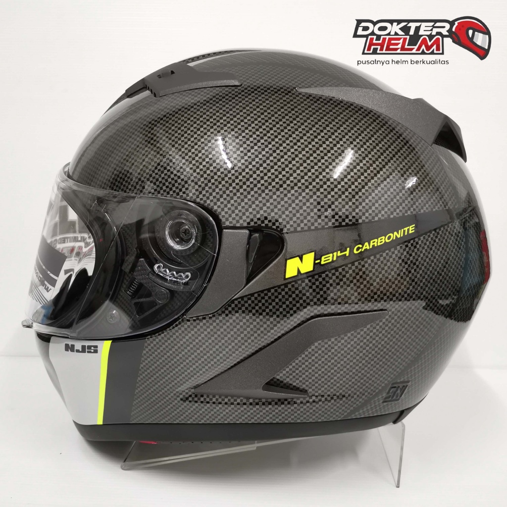 Jual Helm NJS Shadow N 814 Carbonite Helm Full Face Black Yellow Glossy ...