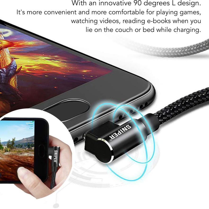 Jual Sniper Cable Gaming L Shape Type C 3ft /0.9m | Shopee Indonesia