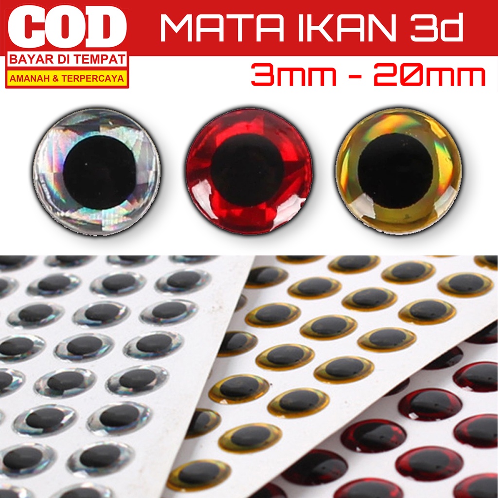 Jual Stiker Mata Ikan 3d Umpan Pancing Boneka Lure Metal Jig Minnow ...