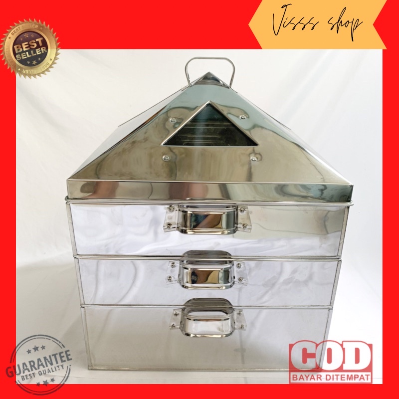 Jual Klakat Susun 3 Stainless Kotak Kukusan Steamer Dimsum Kue Bolu ...