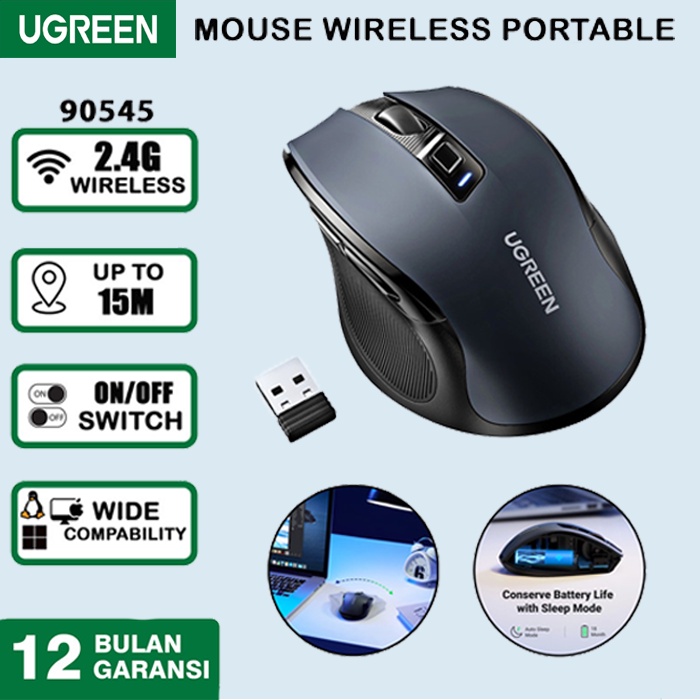 Jual Ugreen 90545 Ergonomic Wireless Mouse Portable Usb 2.4G 4000Dpi Silent Click Mouse Mice ...