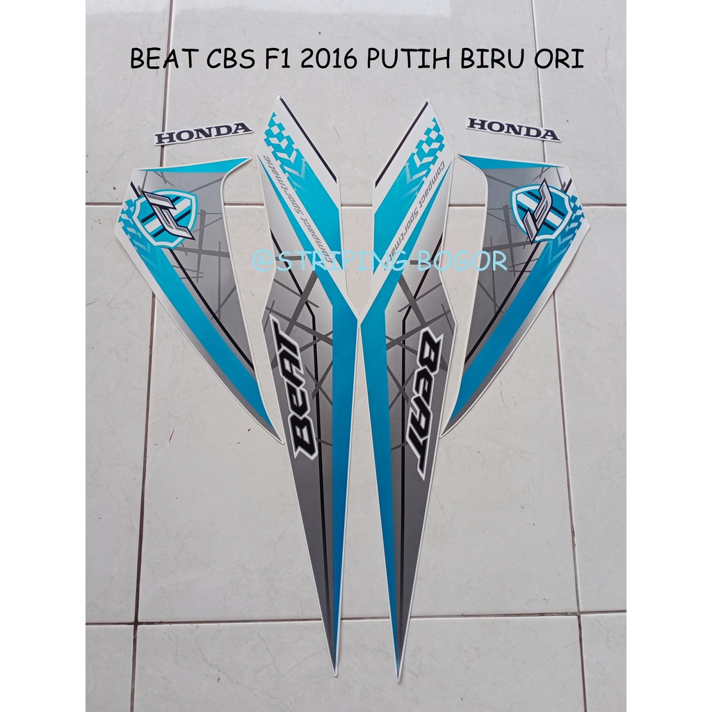 Jual Stiker Striping Motor Honda Beat CBS F1 2016 Putih Biru | Shopee ...