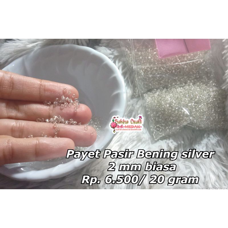 Jual Payet Pasir Bening Silver 2 mm / 20 gram (Bahan Craft Medan ...