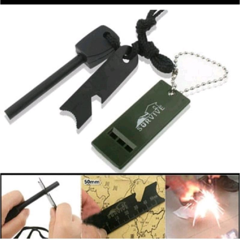 Jual Fire Starter Whistle/Pluit starter/pemantik api. 1 set edc hiking ...