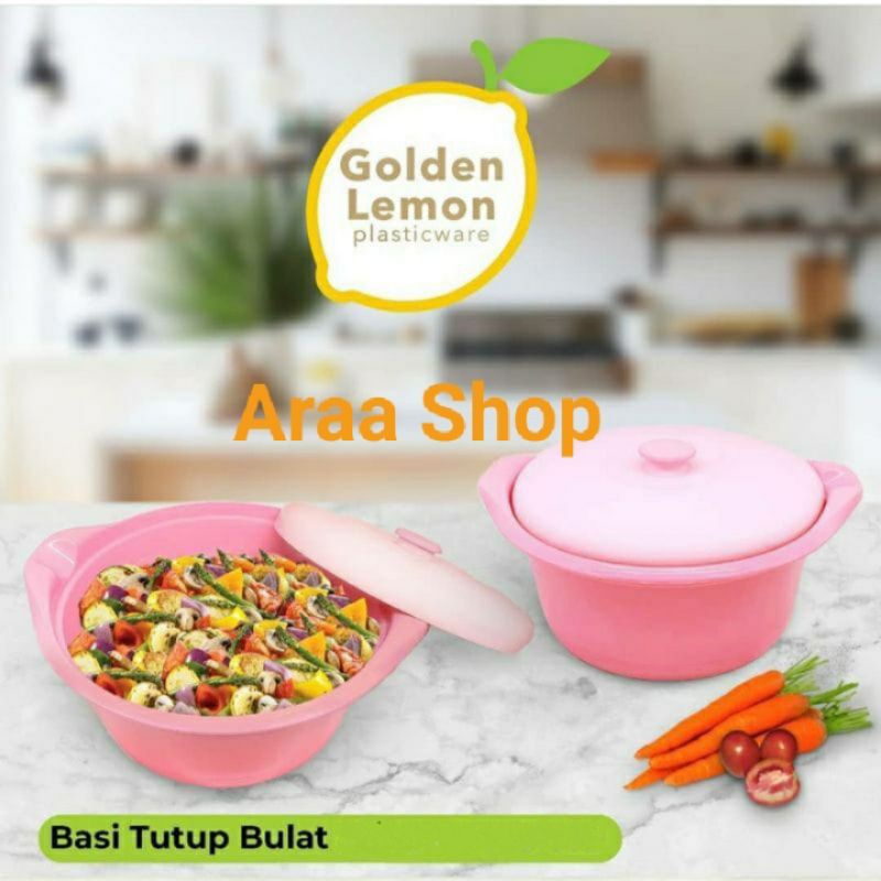 Jual GOLDEN LEMON Basi Tutup Bulat Pink/Tempat Wadah Sayur Bulet+Tutup ...