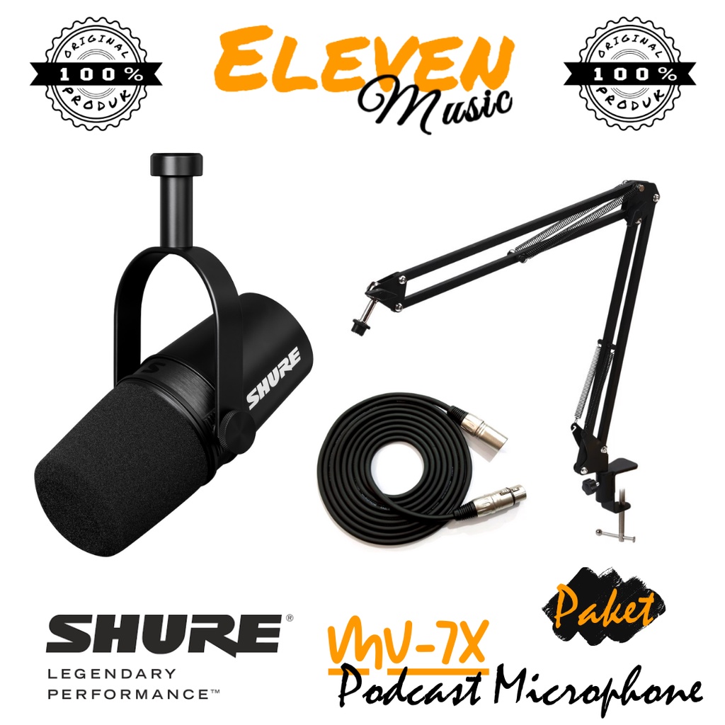 Jual Shure MV7X Dynamic Podcast Broadcast Microphone XLR Paket | Shopee ...