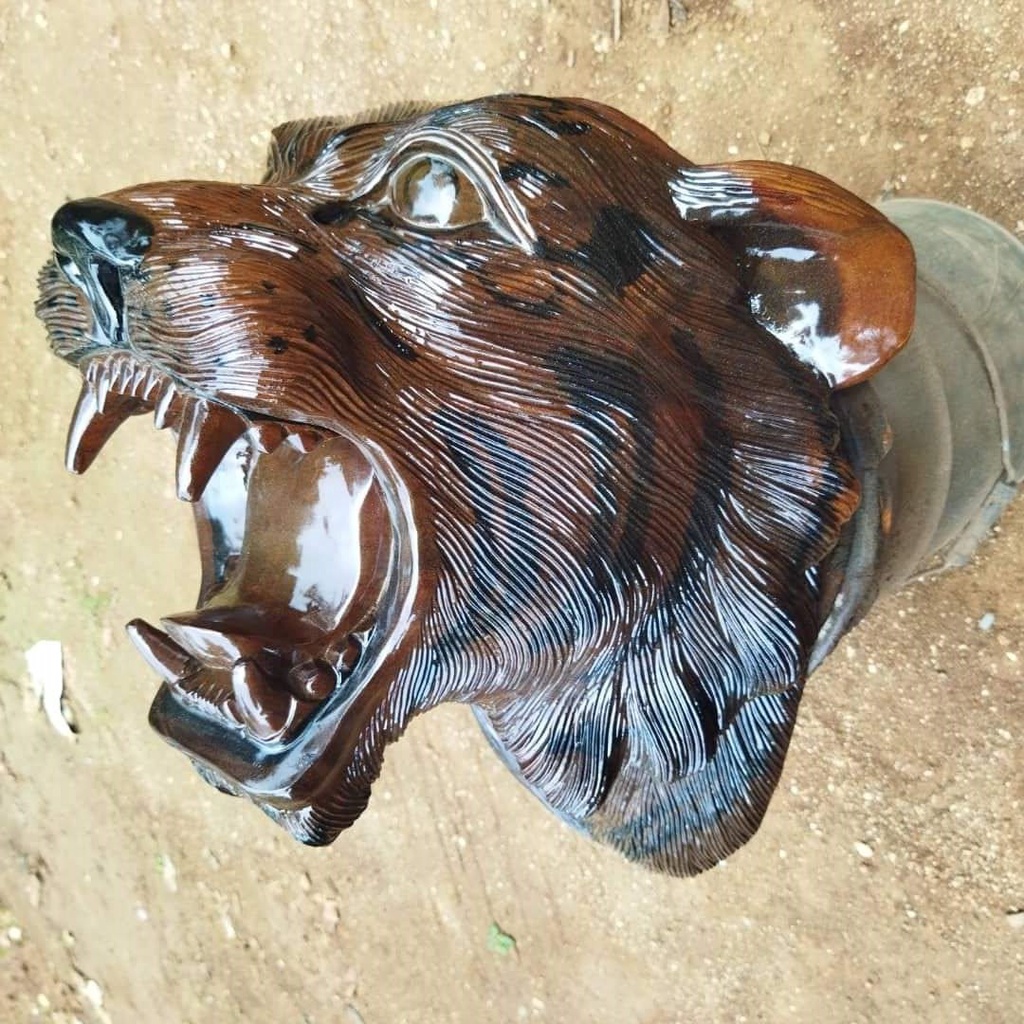Jual Patung Kepala Macan Harimau Kayu Suar Pajangan Dinding | Shopee ...