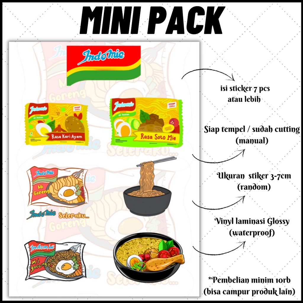 Jual [MINI PACK] STICKER KAWAII AESTHETIC INDOMIE SERIES | STICKER ...