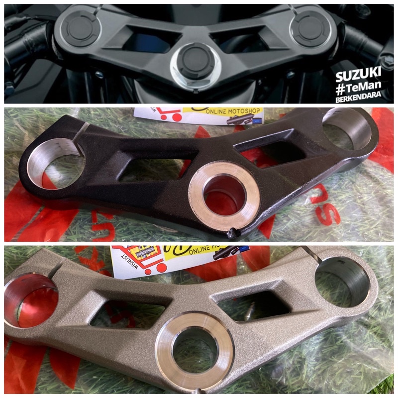 Jual Segitiga Atas Bracket Upper Triple Clamp Suzuki GSX R Hitam Silver ...