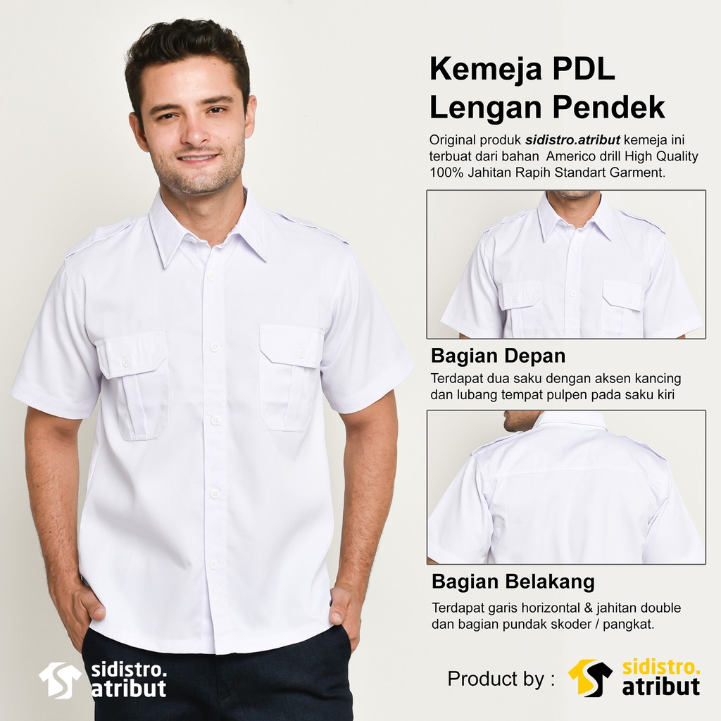 Jual (COD) KEMEJA SERAGAM KERJA LENGAN PENDEK PUTIH - KEMEJA KANTOR ...