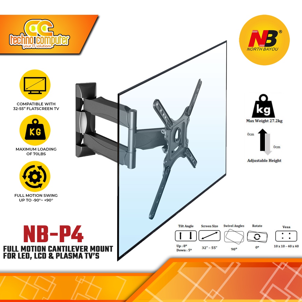 Jual Bracket Monitor TV 32-55inch North Bayou NB-P4 Wall Fixed | Shopee ...