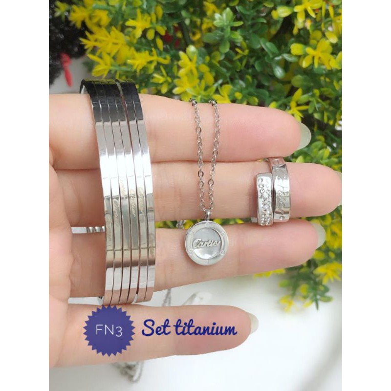 Jual [titanium] paket perhiasan titanium keroncong silver titanium ...