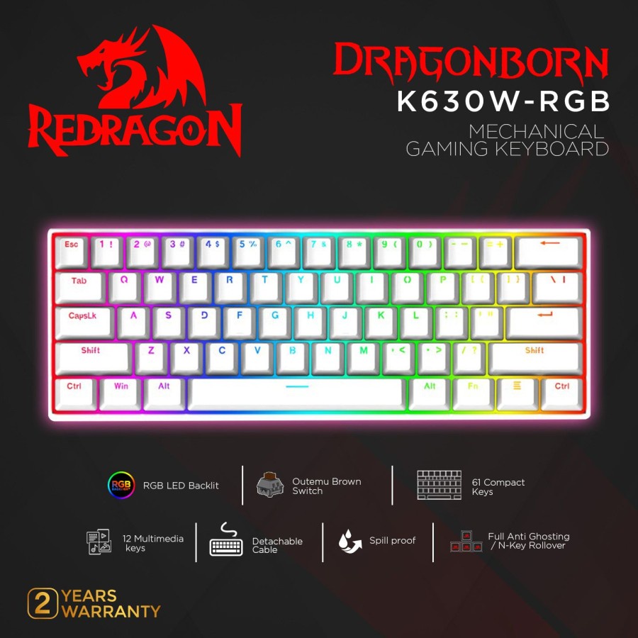 Jual Redragon K630 / K630W Dragonborn Mechanical Gaming Keyboard ...