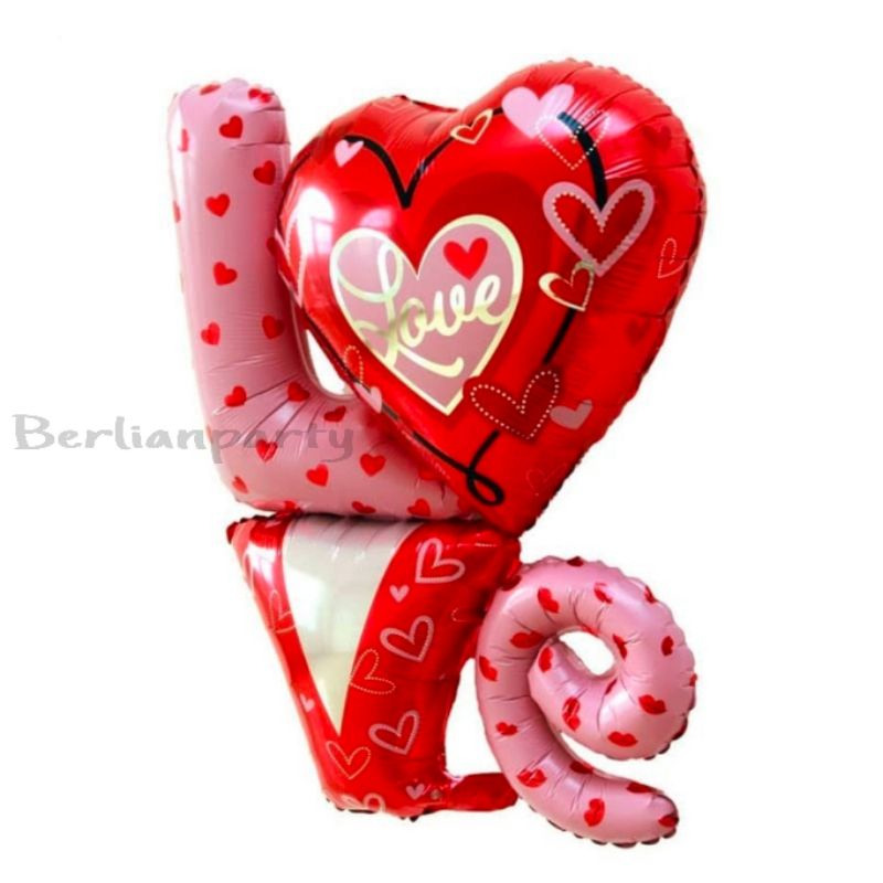 Jual Balon Foil Love Jumbo Dua susun / Balon Tulisan Love / Balon Hati ...