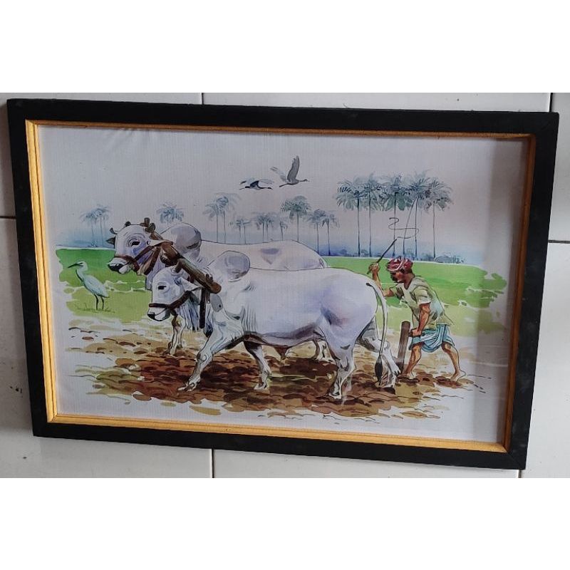 Jual Hiasan dinding murah plus bingkai tinggal pajang gambar hewan sapi ...
