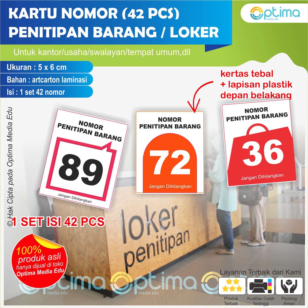 Jual KARTU NOMOR PENITIPAN BARANG UNTUK SWALAYAN, LOKER, DLL 42 PCS ...