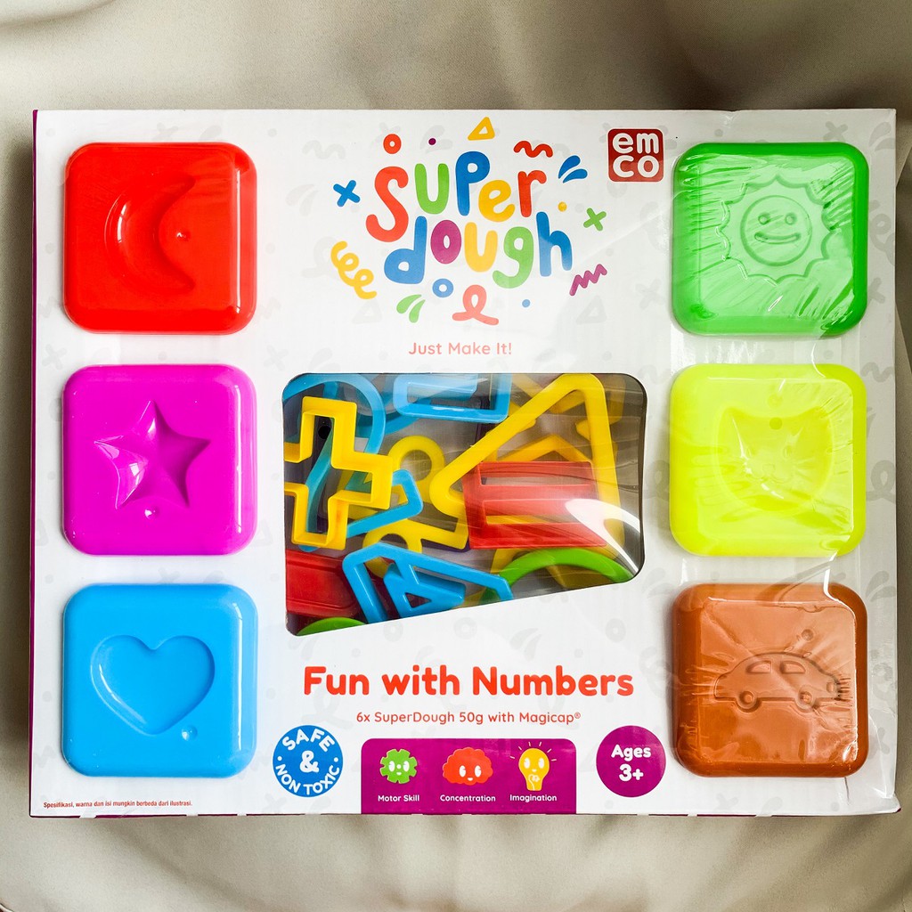 Jual Emco Super Dough Fun with Alphabets and Numbers Cetakan Huruf dan Angka Superdough Original ...