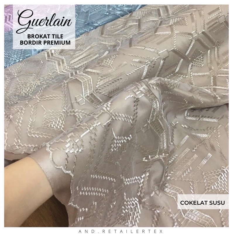 Jual Kain Brokat Bahan kebaya Premium Tile bordir Guerlain warna Coksu ...