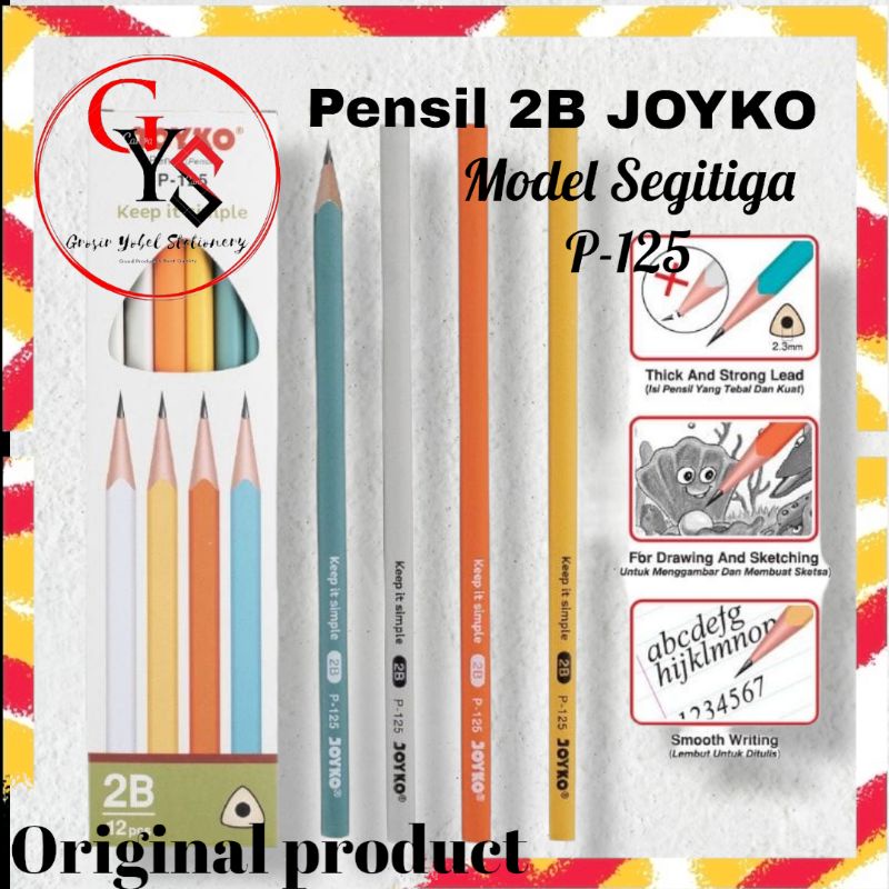 Jual Pensil Segitiga Joyko P-125 2B(LUSIN)/Pensil Model Segitiga Joyko ...