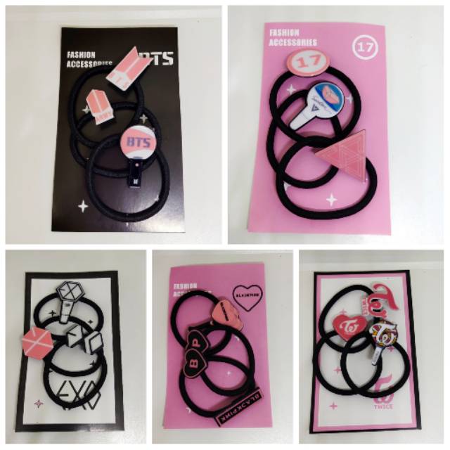 Jual Karet Ikat Rambut Paket 3 Pcs KPOP BTS Blackpink Twice | Shopee ...