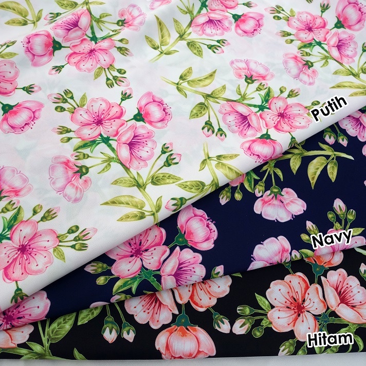 Jual Kain Print Bunga Sutra / Kain Sutra Woolpeach- Flower Print D.002 ...