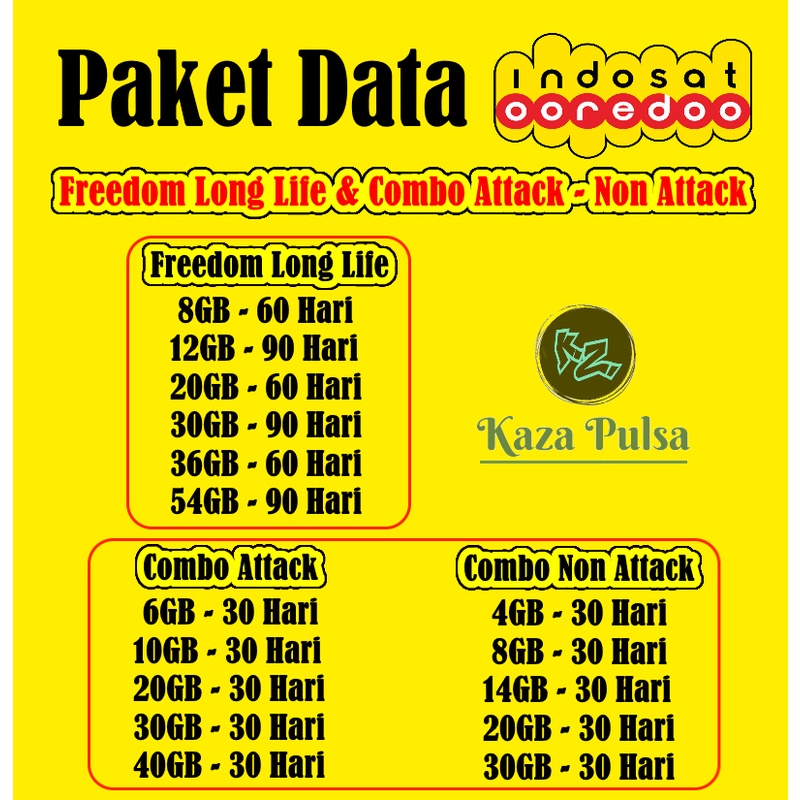 Jual Paket Data Indosat Freedom Internet Sensasi Combo Attack - Non ...