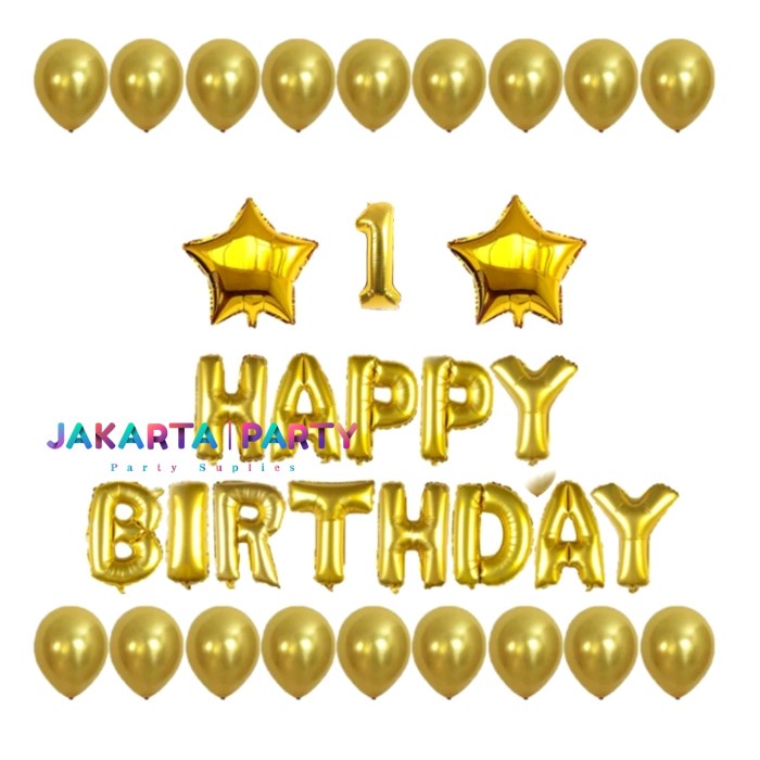Jual Paket Dekorasi Ulang Tahun Gold #4 / Paket Set Balon Dekorasi ...