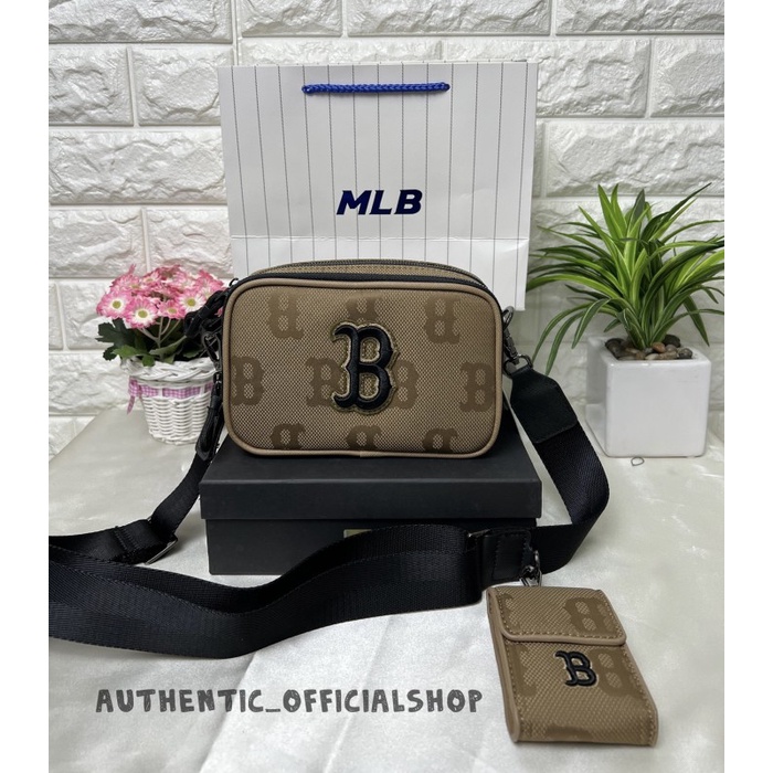 Jual Tas MLB Korea Monogram Brown Nylon Jacquard Mini Crossbag | Shopee ...
