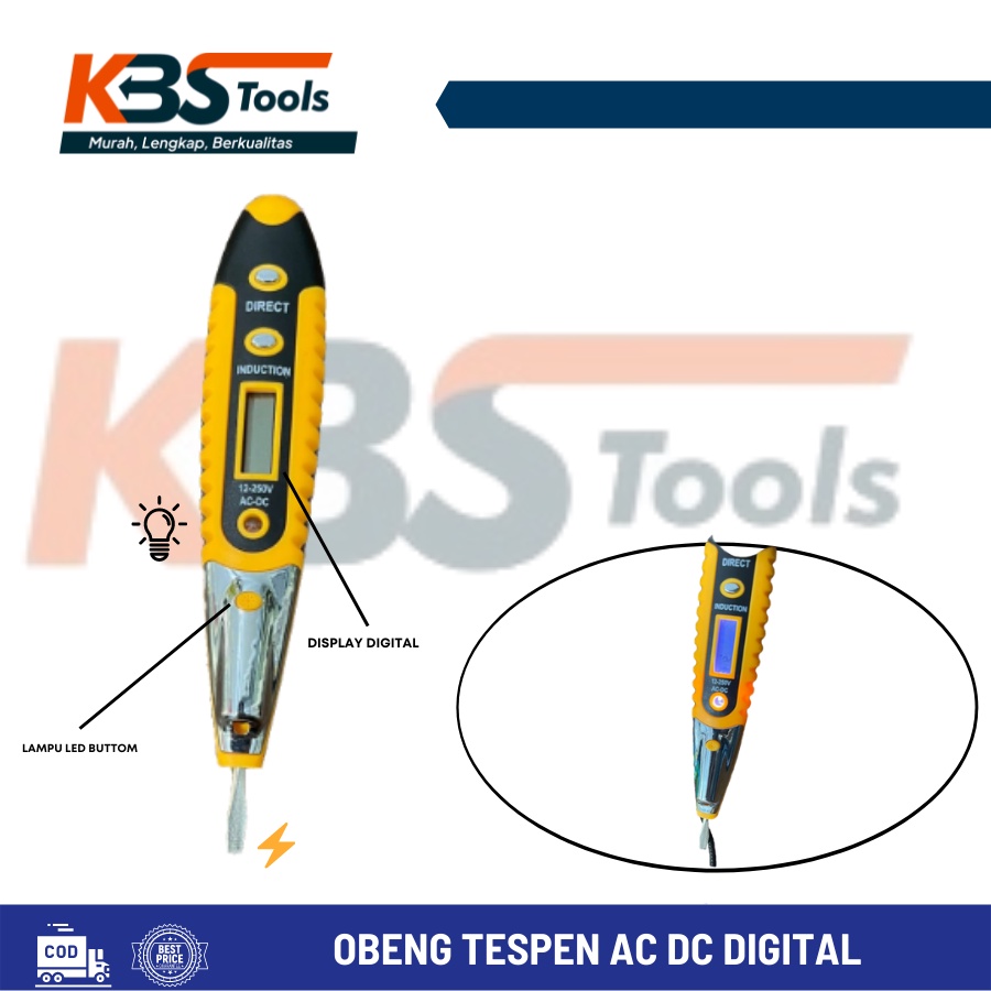 Jual Obeng Testpen Tespen AC DC Digital Display KN + senter Mini ...