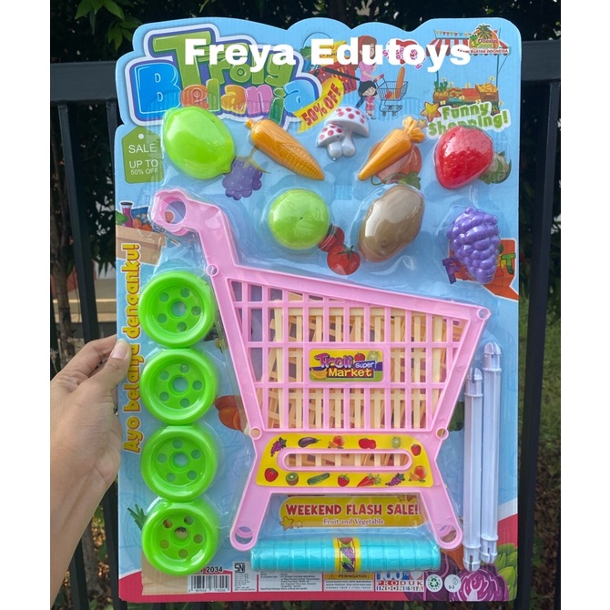 Jual Mainan Troli Belanja Anak Trolley Troly Buah Sayur Pasar ...