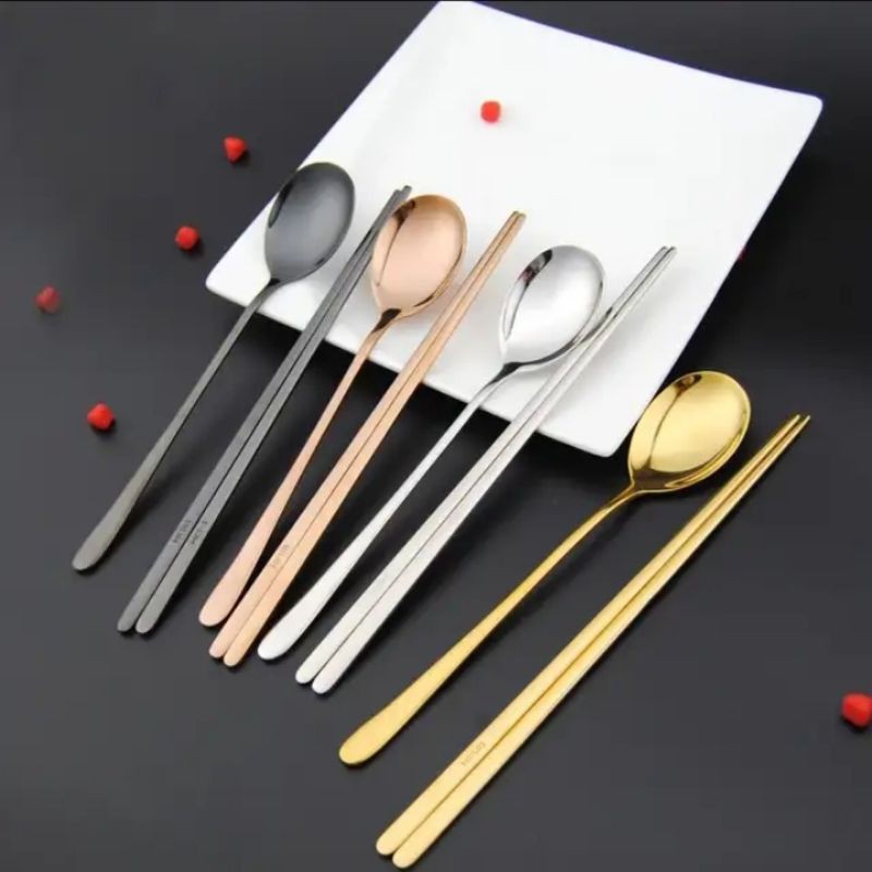 Jual Set Sendok Sumpit Stainless Korea Alat Makan Korean Sujeo Stainles ...