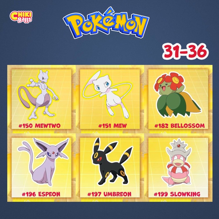 Jual Pokemon Coins 2021 Chikiball No.31-36 MEWTWO/MEW/ESPEON/SLOWKING ...