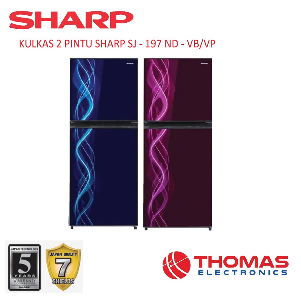 Jual Kulkas 2 Pintu Sharp SJ 197 ND VB VP Kulkas Dua Pintu 195 Liter SJ ...