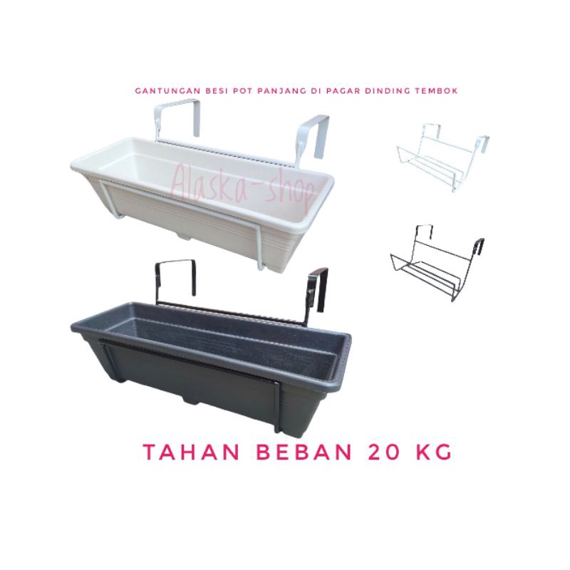 Jual Gantungan pot panjang besi rak pot bunga gantung pagar dinding ...