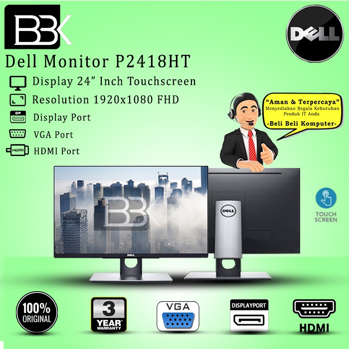 Jual Monitor DELL P2418HT Touch Screen Professional Series 24 inch 3 ...