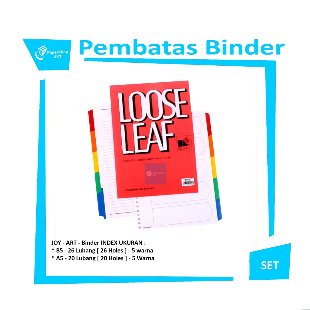 Jual JOYKO - Joy Art Binder Note Index Mark A5 - B5 - 5 tab - Set ...
