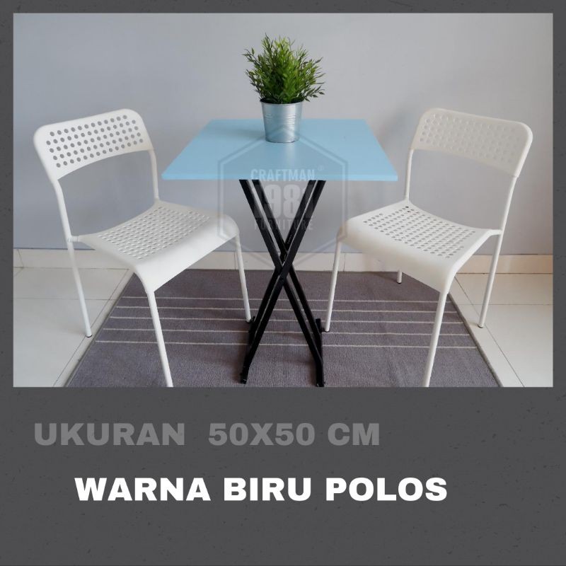Jual MEJA LIPAT BIRU POLOS SIZE 50X50 CM/MEJA CATERING/MEJA CAFE/MEJA ...