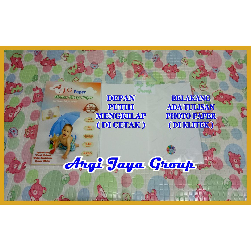 Jual KERTAS STIKER / STICKER GLOSSY PHOTO PAPER 145 GSM => MERK AJG ...
