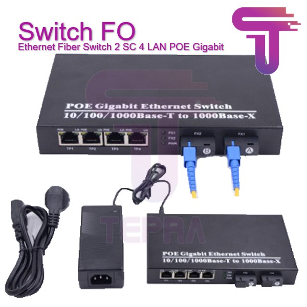 Jual Media Converter Ethernet Fiber Switch 2 Port FO 4 Port LAN Gigabit Poe / 2 FO 4 Gigabit LAN ...