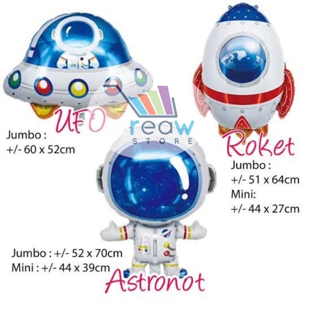 Jual Balon Foil Luar Angkasa Astronot Roket Ufo Aneka Ukuran | Shopee ...