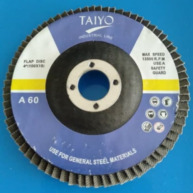 Jual MATA GERINDA AMPLAS SUSUN TAIYO GRIT #60 FLAP DISC 4 INCH BAGUS ...