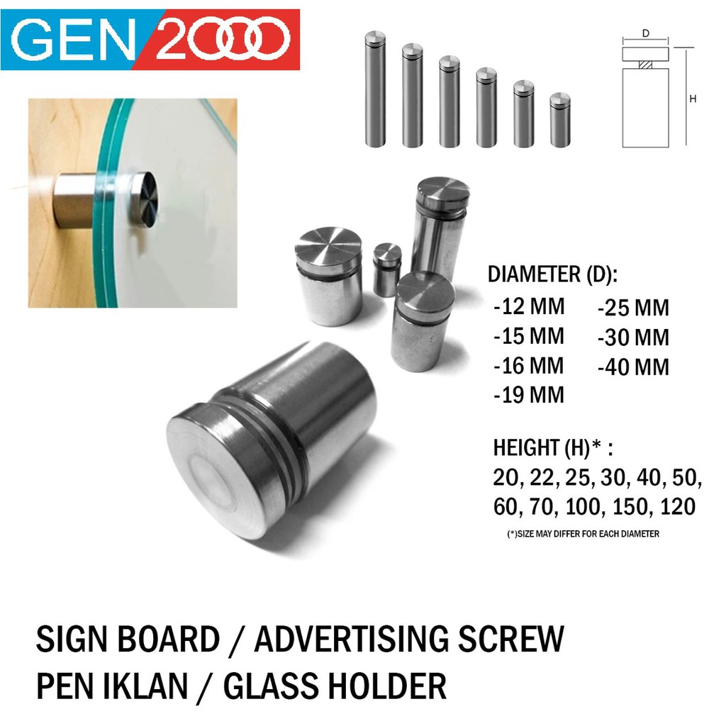 Jual Baut Akrilik 25 x 100 MM Pen Iklan 2,5 x 10 Cm Sign Board ...