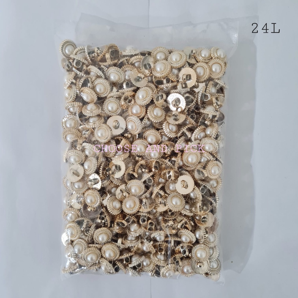 Jual Kancing Baju Motif Mutiara Grigi warna emas / Kancing Gamis Import ...