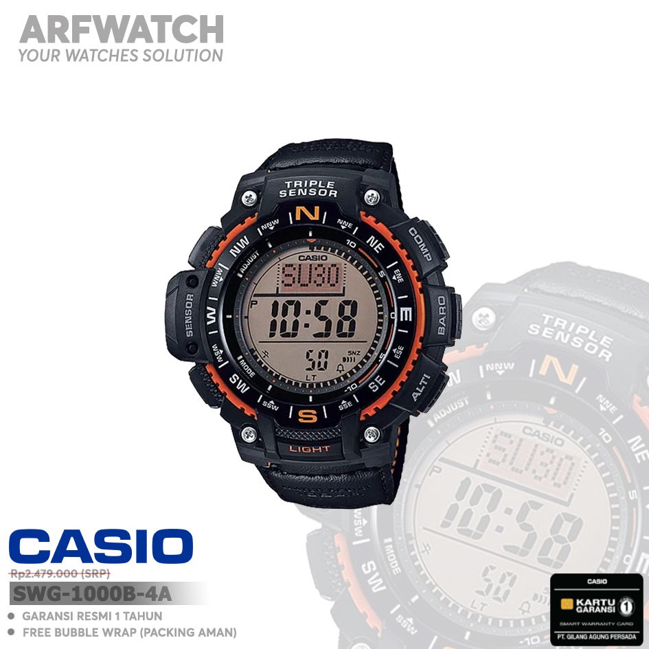 Jual Casio General SWG-1000B-4A / SWG-1000B-4ADF Original | Shopee ...