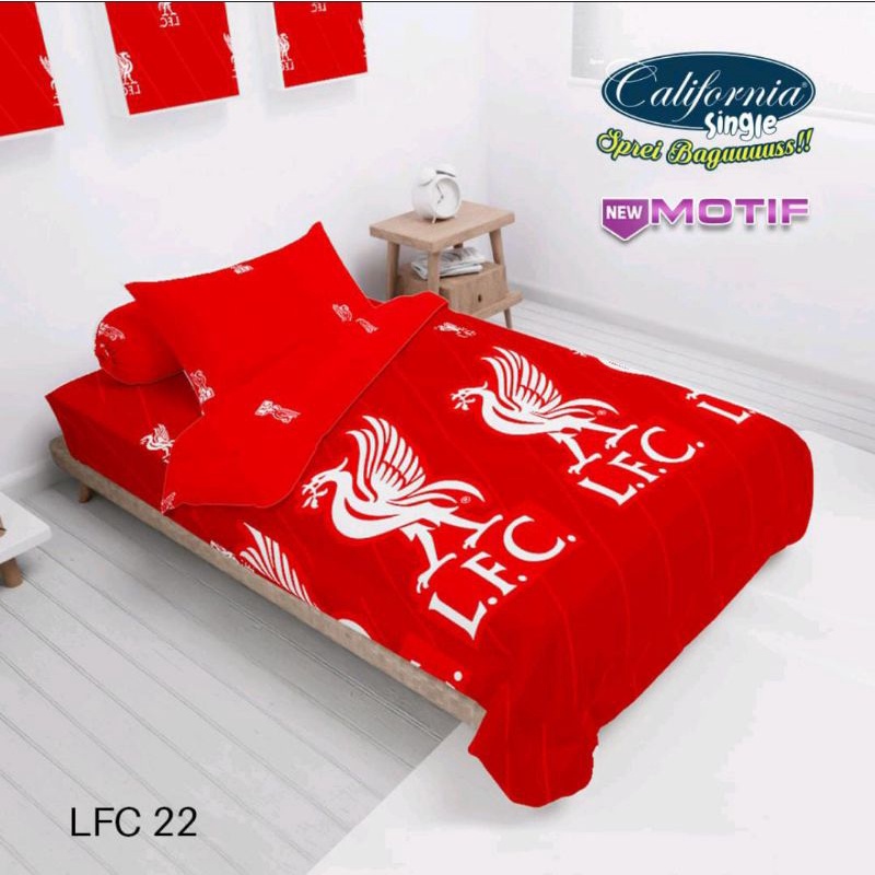 Jual CALIFORNIA- SPREI BOLA MOTIF Liverpool LFC/ BARCA /SPREI SINGLE ...