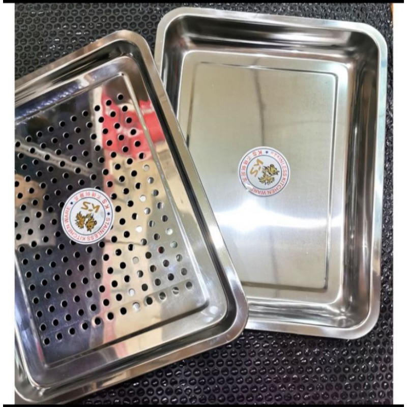 Jual food drying tray / nampan stainless peniris minyak 45x35 | Shopee ...