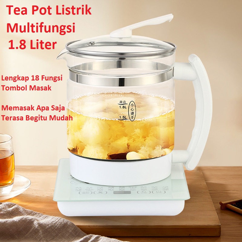 Jual Tea Pot Kaca Listrik Multifungsi 1.8L Ketel Elektrik Teapot Teh ...